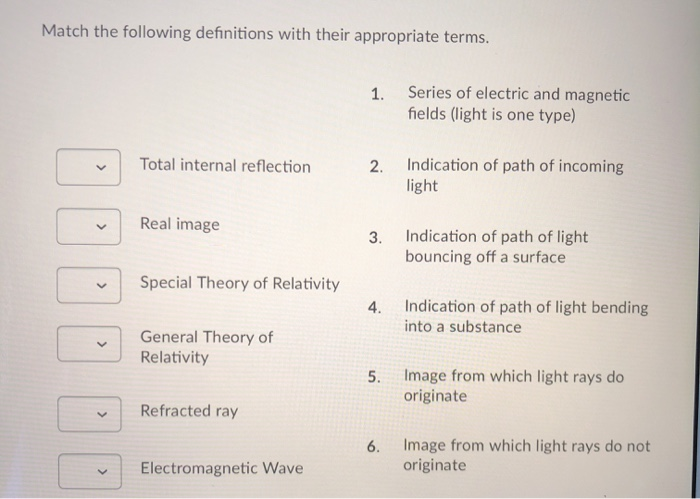 Solved Match the following definitions with their | Chegg.com