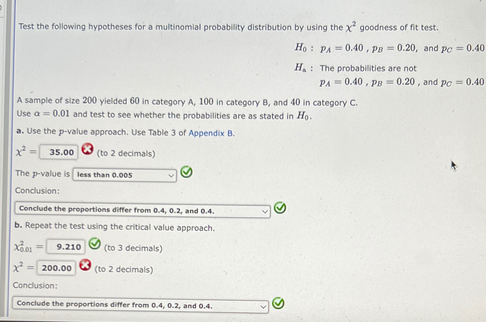 Solved Test the following hypotheses for a multinomial | Chegg.com