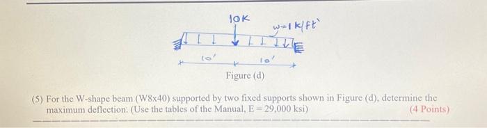 Solved (5) For the W-shape beam (W8x40) supported by two | Chegg.com
