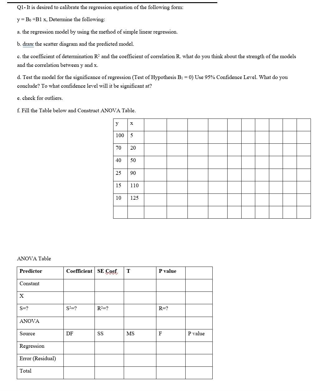 Solved Q1-It is desired to calibrate the regression equation | Chegg.com