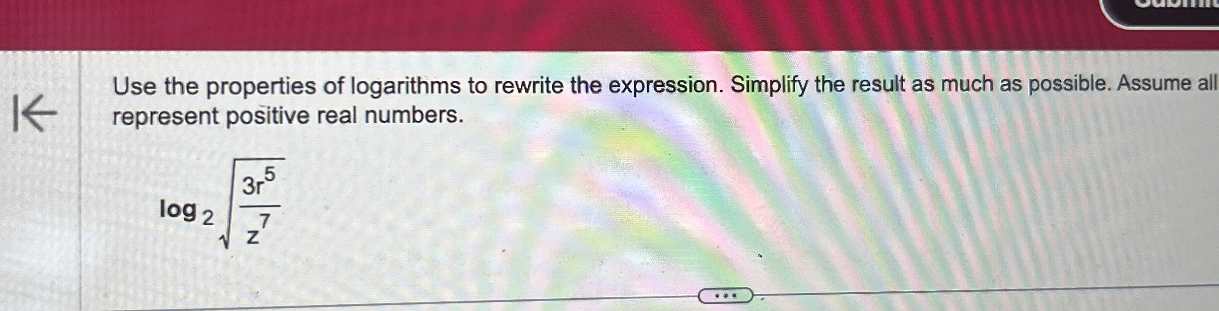 Solved Use the properties of logarithms to rewrite the | Chegg.com
