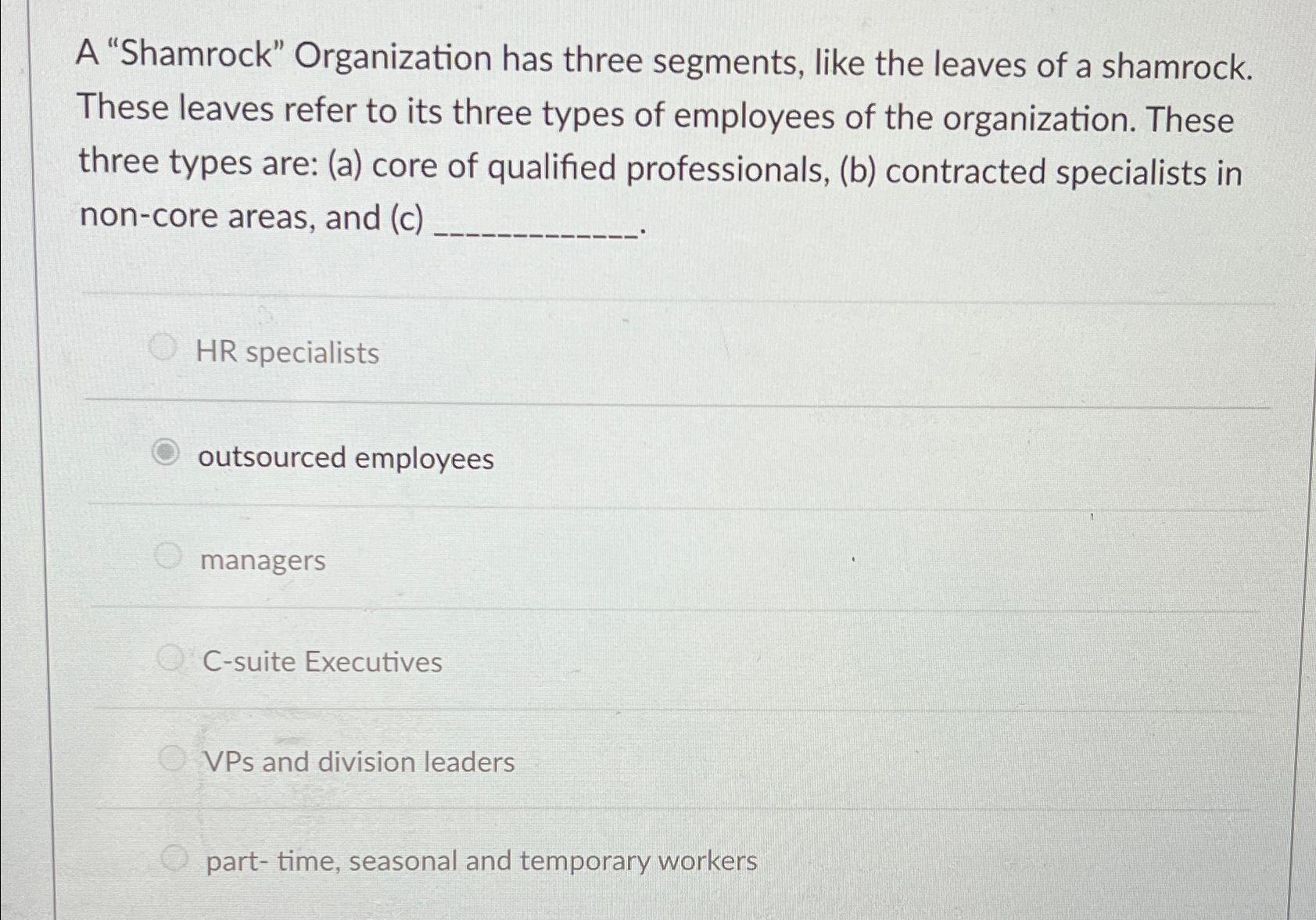 Solved A "Shamrock" Organization has three segments, like | Chegg.com