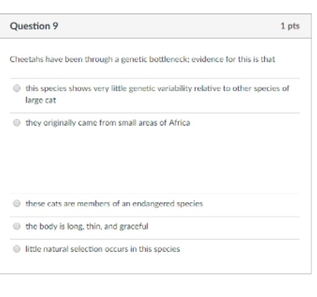 Solved Question 91ptsCheetahs have been through a genetic | Chegg.com
