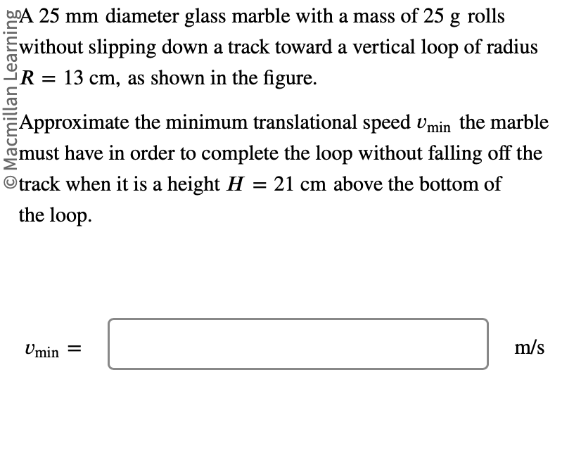 Solved boA 25mm ﻿diameter glass marble with a mass of 25g | Chegg.com