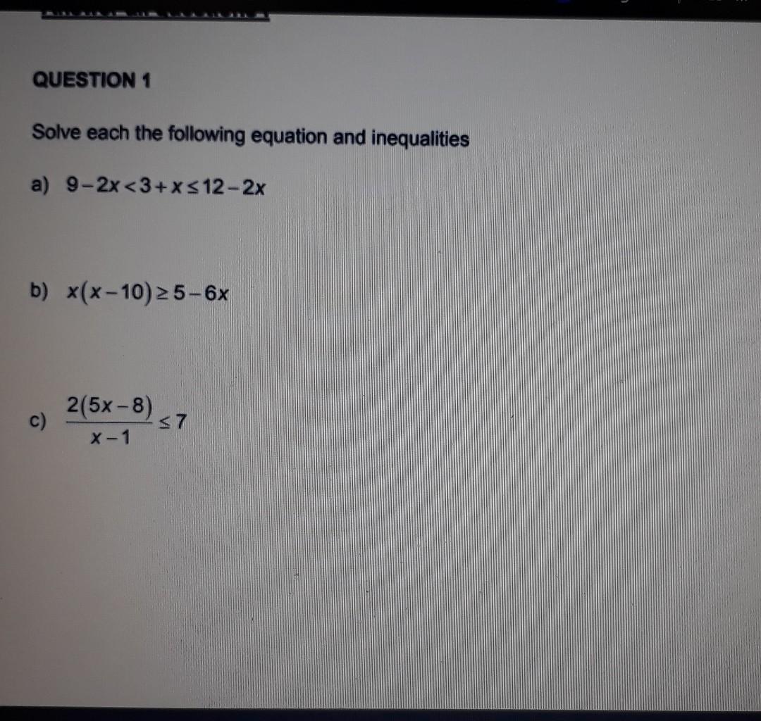 Solved QUESTION 1 Solve each the following equation and | Chegg.com