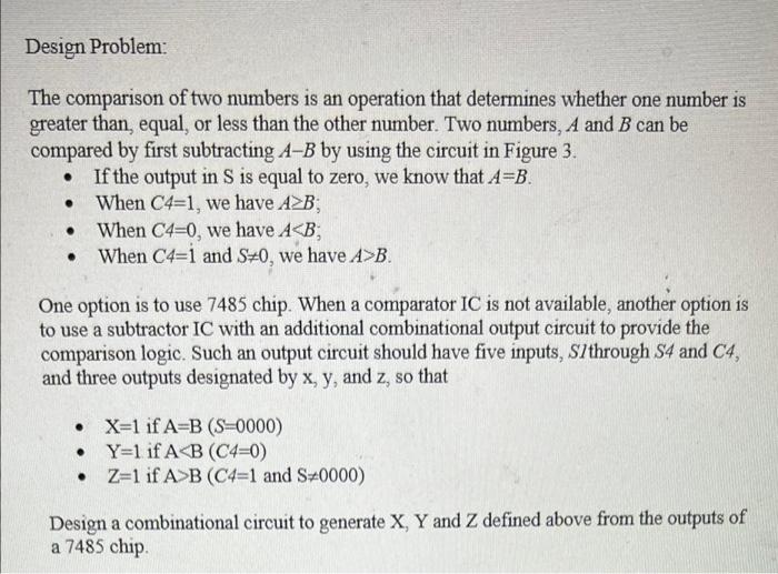Solved Design Problem: The comparison of two numbers is an | Chegg.com