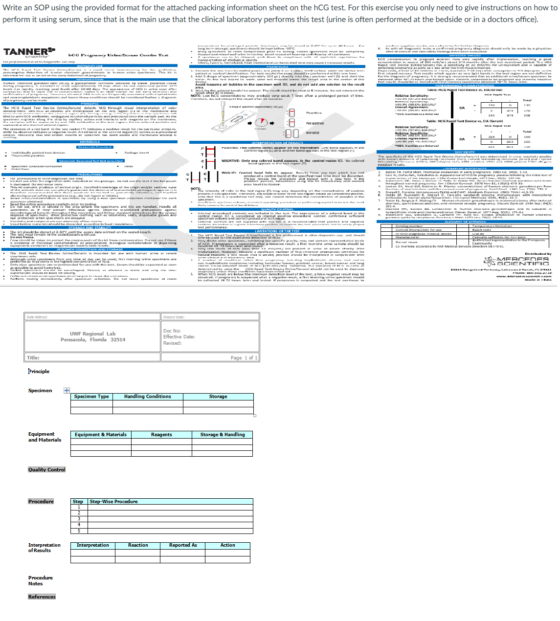 You will use a provided package insert for a | Chegg.com