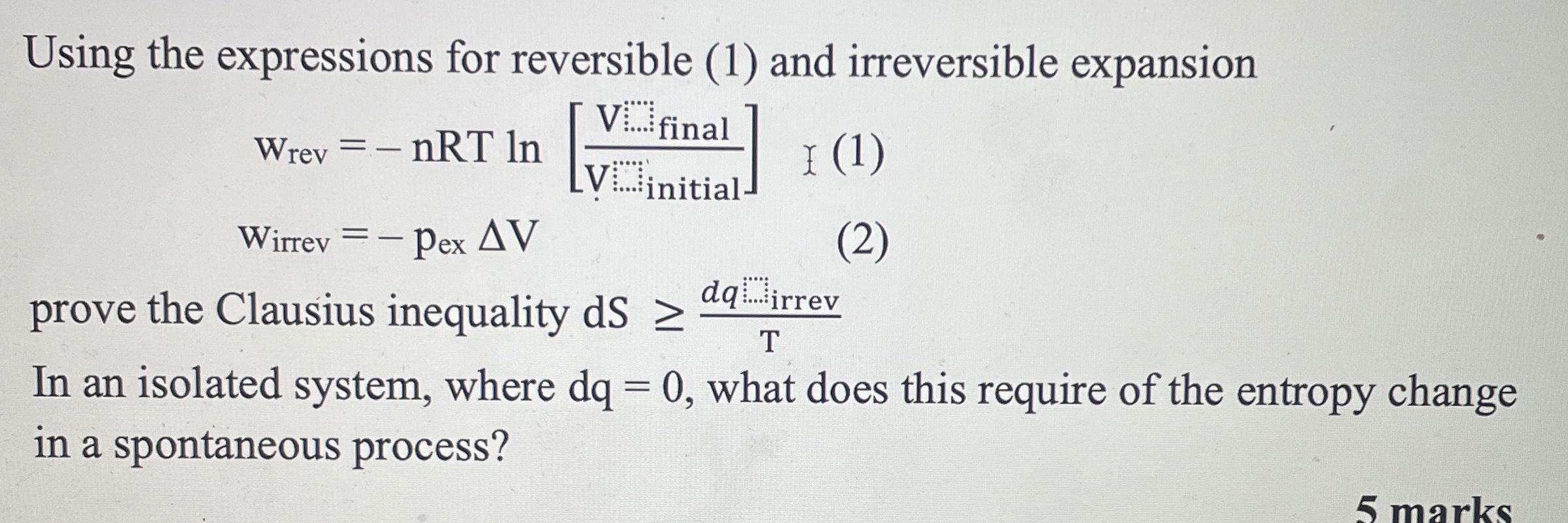 Solved Using the expressions for reversible (1) ﻿and | Chegg.com