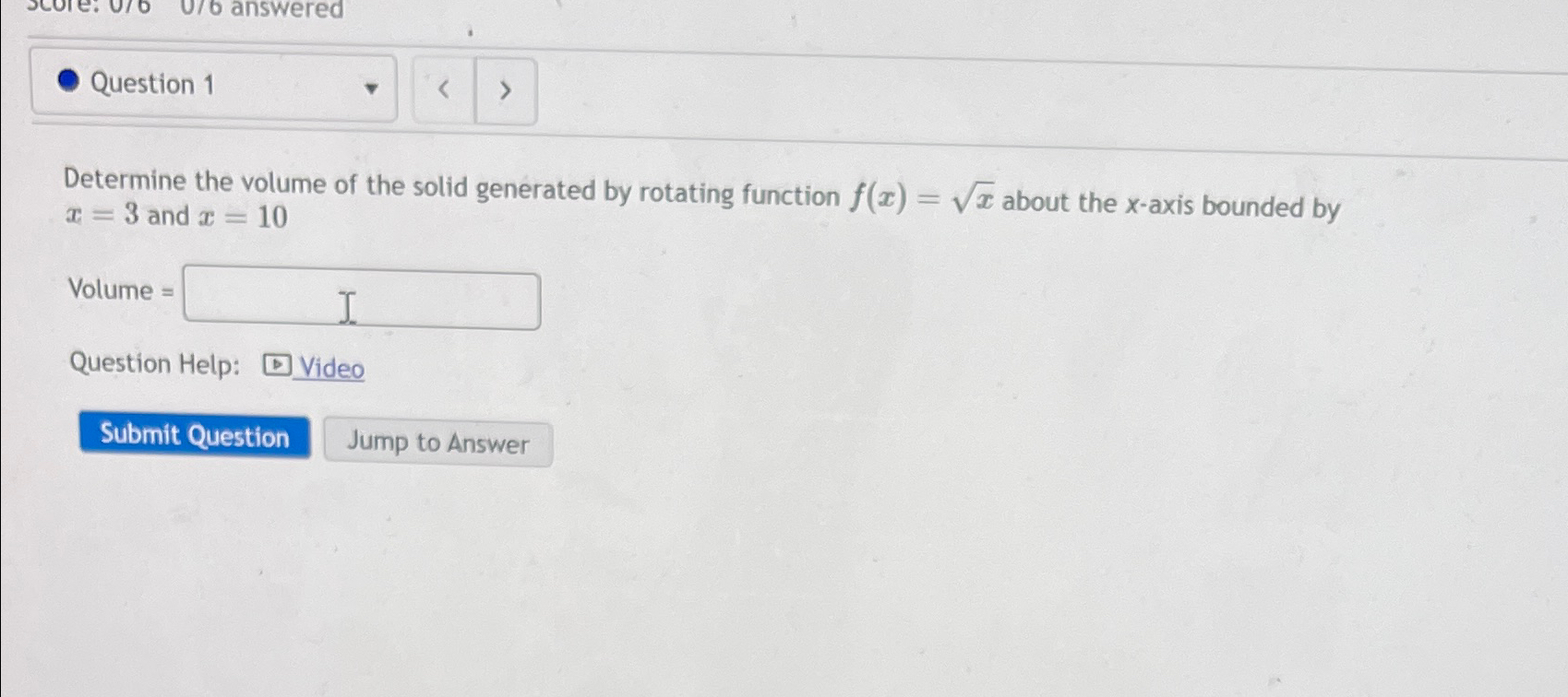 Solved Determine the volume of the solid generated by | Chegg.com