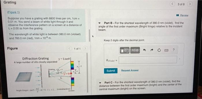 Solved Grating 3 of 8 a Review Learning Goal: Grating (also | Chegg.com