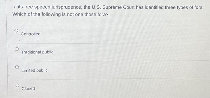 In its free speech jurisprudence, the U.S. Supreme | Chegg.com