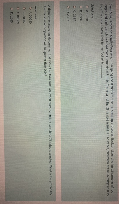 Solved Sarah Soliz, Director of Quality Programs, is | Chegg.com