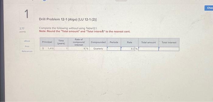 Solved Complete the following without using Table12.1. Note: | Chegg.com