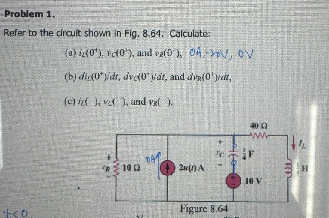 Problem 1.Refer to the circuit shown in Fig. 8.64. | Chegg.com
