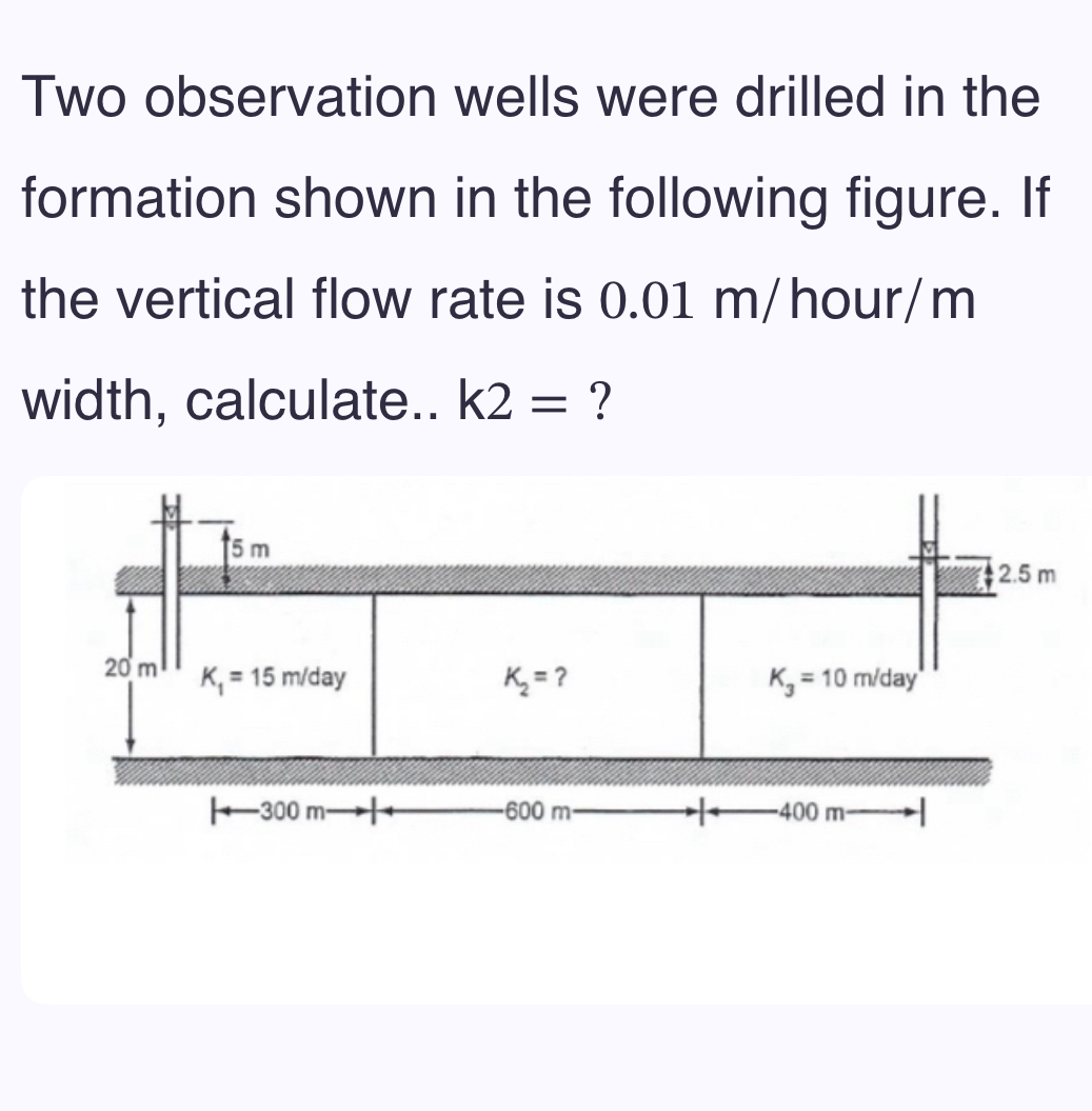 Solved Two observation wells were drilled in the formation | Chegg.com