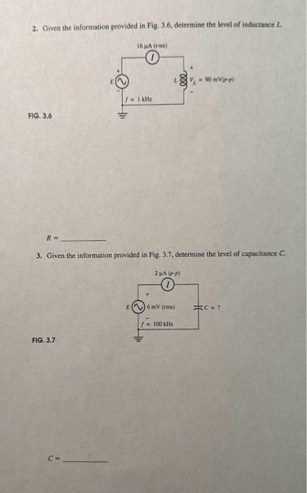 Solved 2. Given the information provided in Fig. 3.6, | Chegg.com