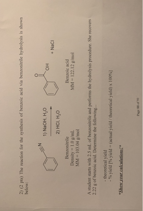 Solved Experiment 12: Synthesis of Benzoic Acid Report Sheet | Chegg.com