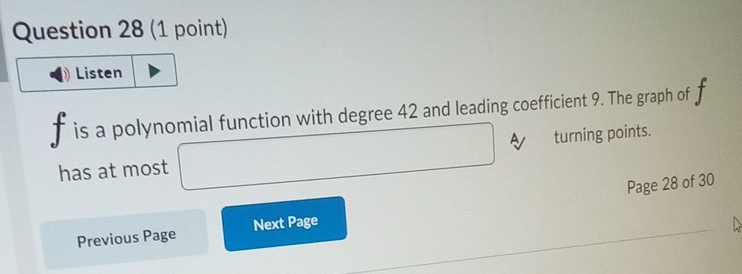 Solved Question 28 (1 ﻿point)f ﻿is a polynomial function | Chegg.com