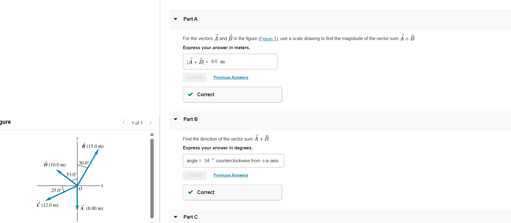 Solved Part AFor the vectors vec(A) ﻿and vec(B) in ﻿the | Chegg.com