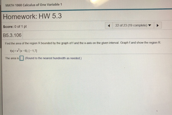 Solved MATH 1060 Calculus of One Variable 1 Homework: HW 5.3 | Chegg.com