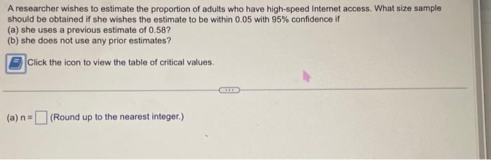 Solved A researcher wishes to estimate the proportion of | Chegg.com
