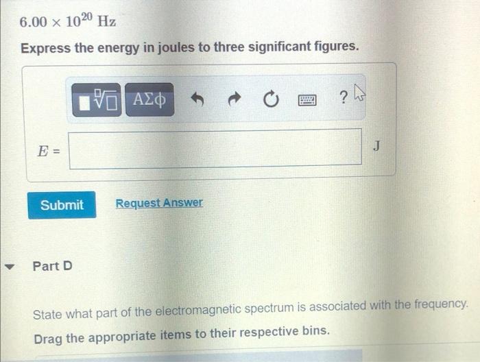 Solved Calculate the energy of a photon of each | Chegg.com