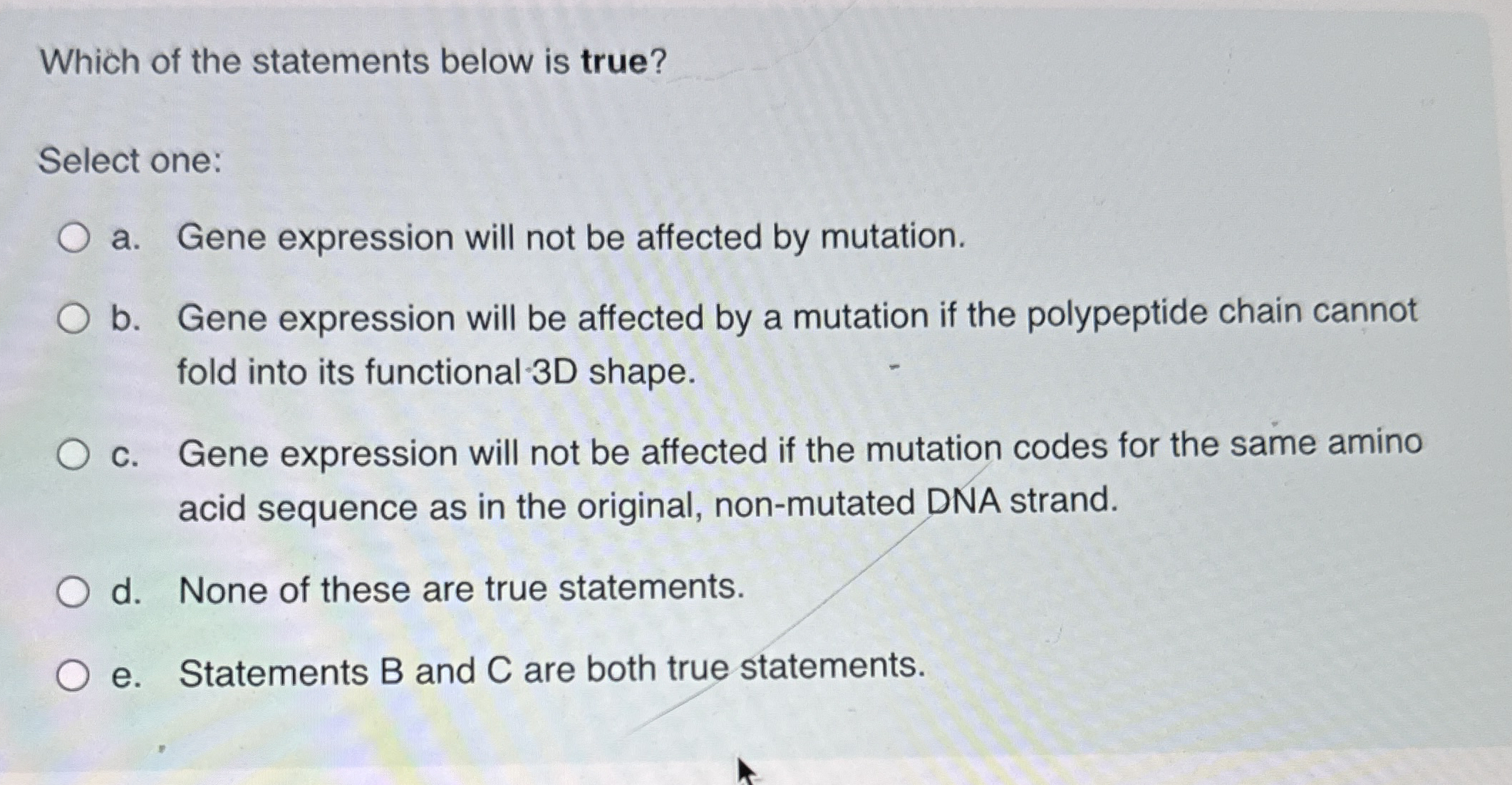 Which of the statements below is true?Select one:a. | Chegg.com