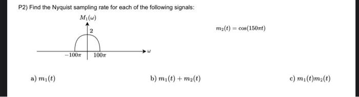 Solved P2) Find the Nyquist sampling rate for each of the | Chegg.com