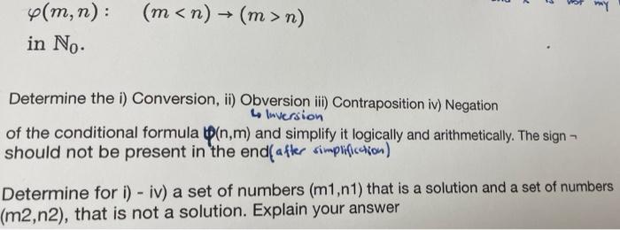 Solved (m n) OF my \(m,n): in No. Determine the i) | Chegg.com