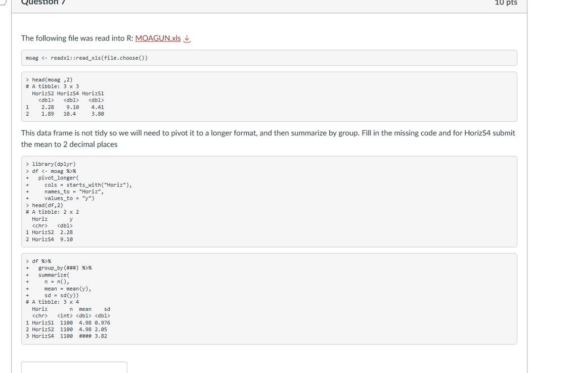Solved The following file was read into R: MOAGUN.xls | Chegg.com