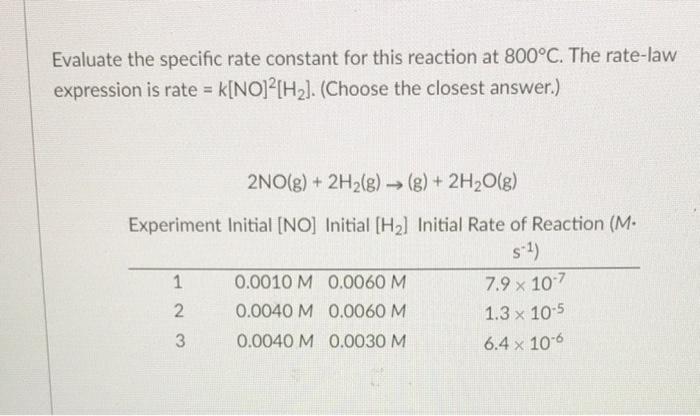 Solved Evaluate the specific rate constant for this reaction | Chegg.com