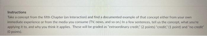 Instructions Take a concept from the fifth Chapter | Chegg.com