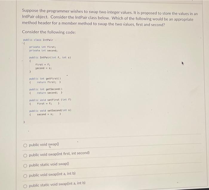 Solved Consider the following method that is designed to be | Chegg.com