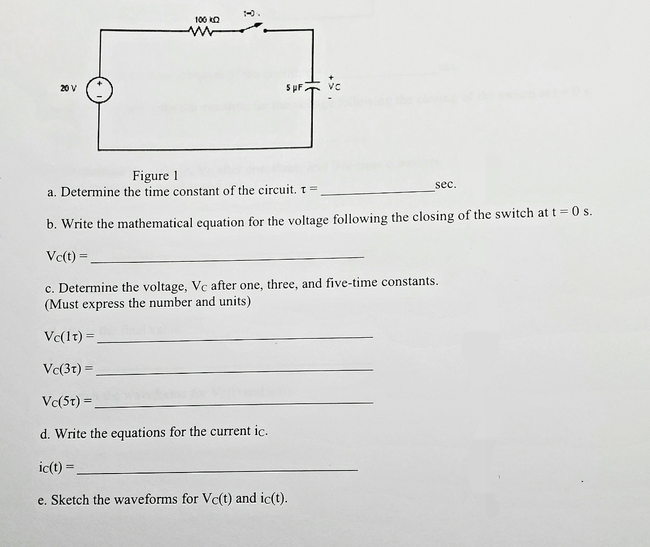 Solved Figure 1a. ﻿Determine the time constant of the | Chegg.com