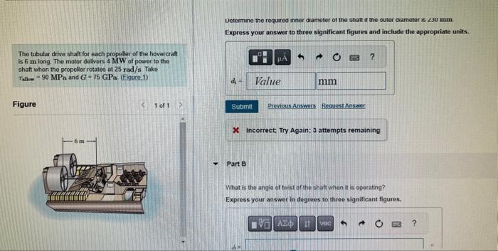Solved The tubular drive shaft for each propeller of the | Chegg.com