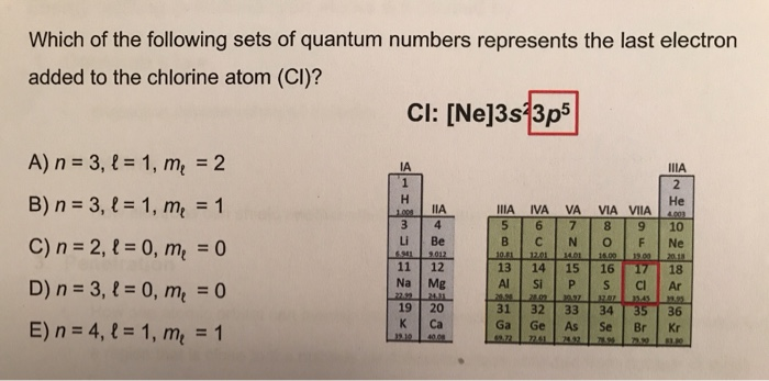 Solved Which of the following sets of quantum numbers | Chegg.com