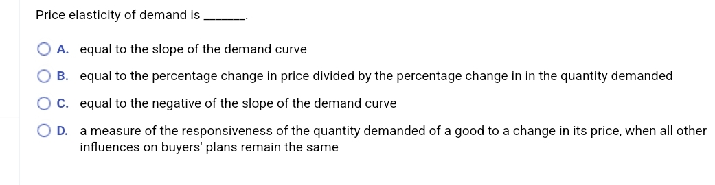 Solved Price elasticity of demand isA. ﻿equal to the slope | Chegg.com