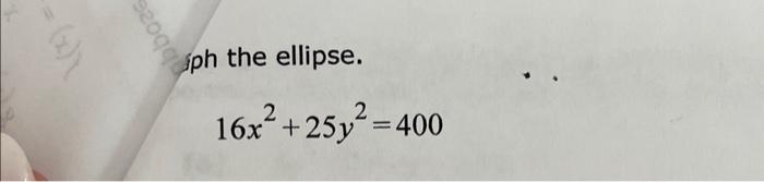 Solved ph the ellipse. 16x2+25y2=400 | Chegg.com