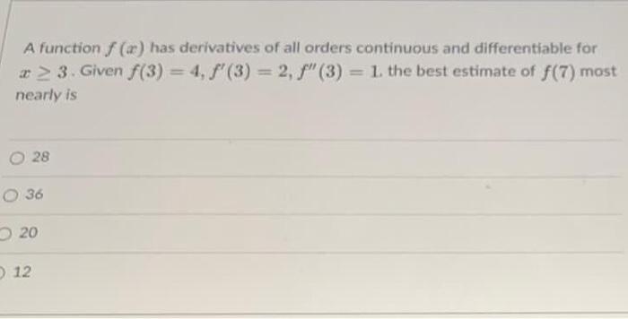 Solved A function f(x) has derivatives of all orders | Chegg.com