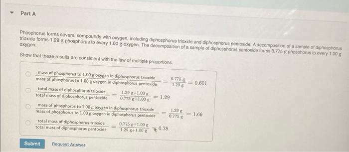 Solved Part A Phosphorus forms several compounds with | Chegg.com