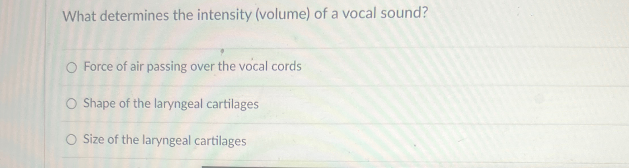 Solved What determines the intensity (volume) ﻿of a vocal | Chegg.com
