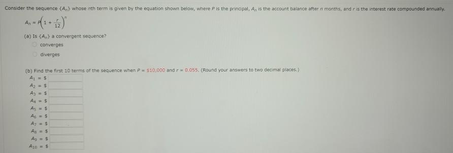 Solved Consider the sequence {A} whose nth term is given by | Chegg.com