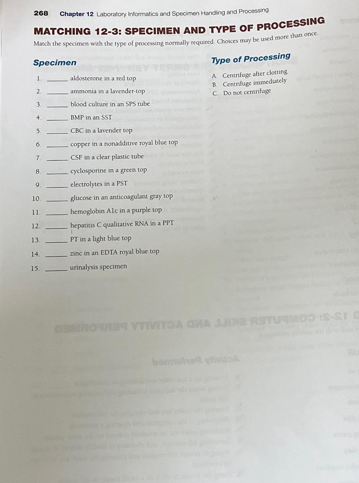 Solved 268 ﻿Chapter 12 ﻿Laboratory Informatics and Specimen | Chegg.com