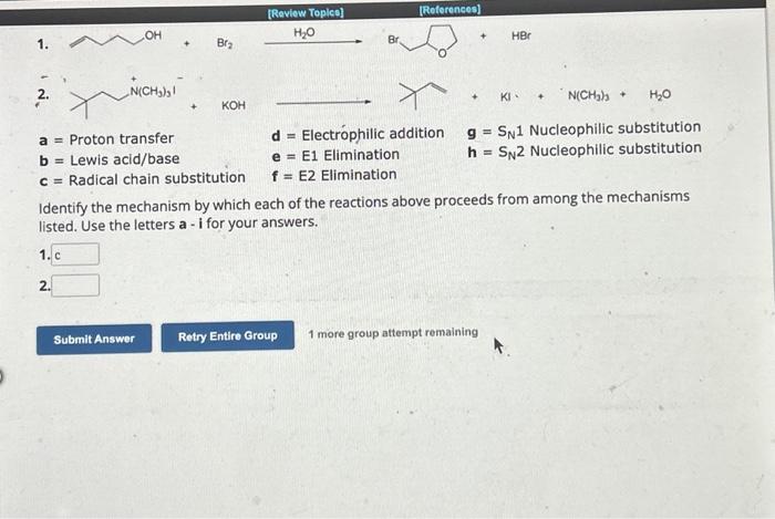 [Solved]: 1. 2. +HBr a= Proton transfer b= Lewis acid/base