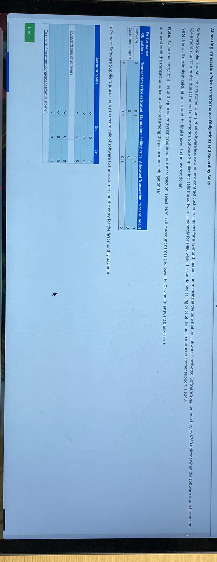 Solved Allocating Transaction Price to Performance | Chegg.com