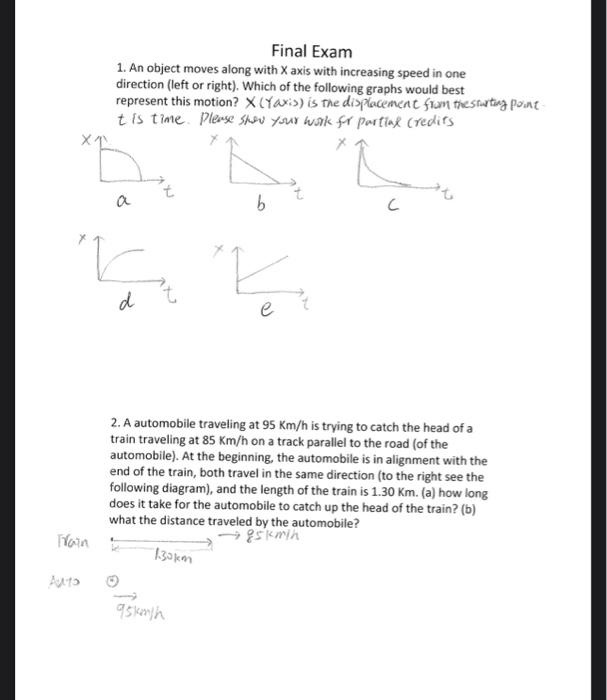 Solved Final Exam 1. An object moves along with X axis with | Chegg.com