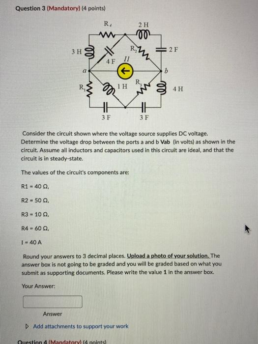 Solved Question 3 (Mandatory) (4 points) Consider the | Chegg.com