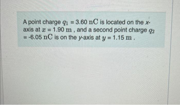 Solved A point charge q1=3.60nC is located on tho x.axis at | Chegg.com