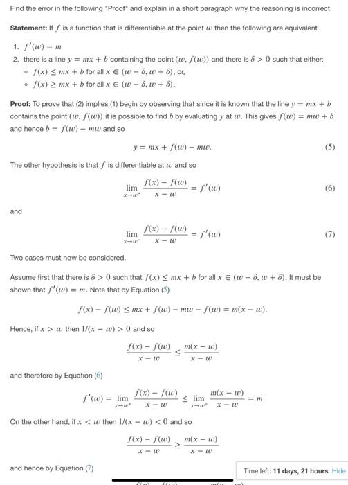 Find the error in the following "Proof and explain in | Chegg.com