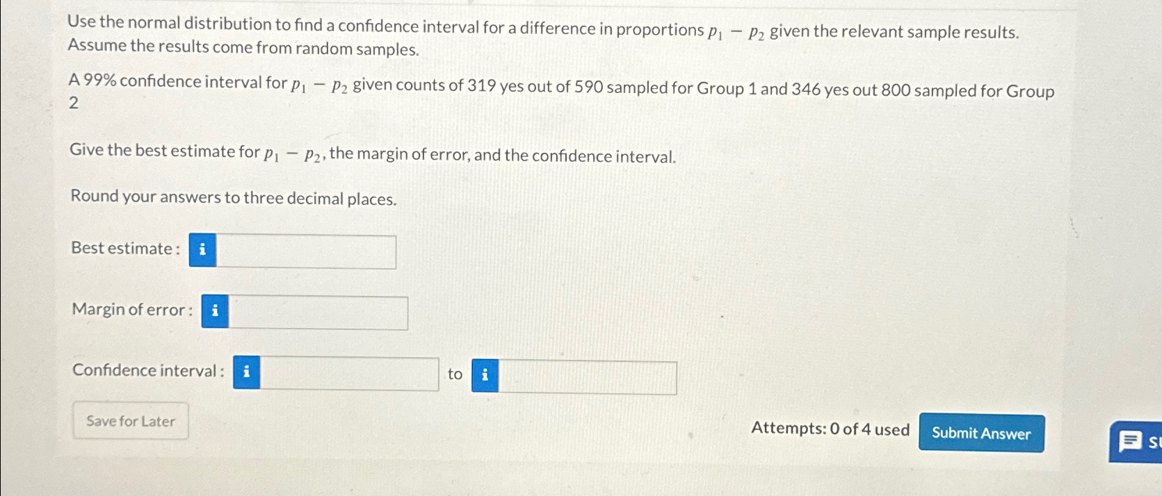 Solved Use the normal distribution to find a confidence | Chegg.com